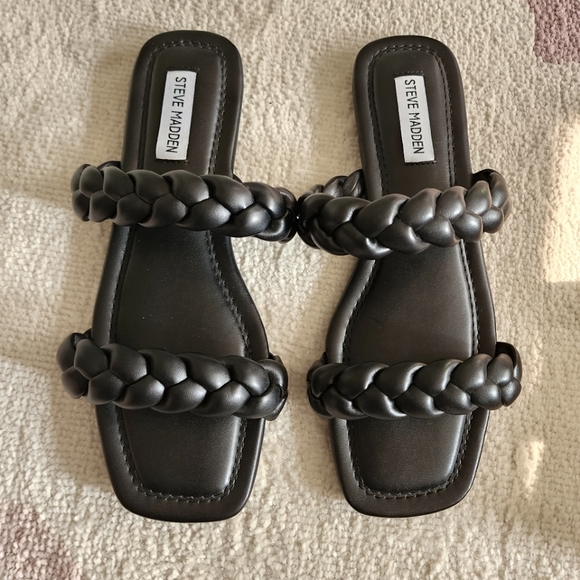 Steve Madden | Shoes | Steve Madden Danney Size 75 Braided Black Faux ...
